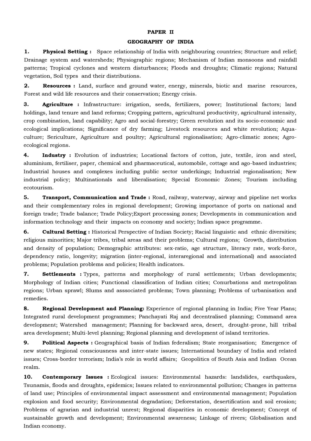 UPSC Geography Syllabus For IAS Mains 2023, Download Paper 1 & 2 PDF