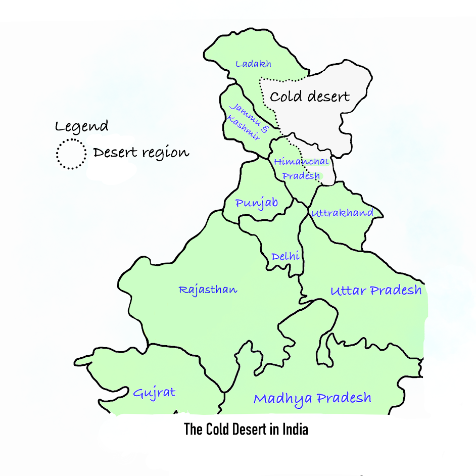 Deserts of India Map, Features of Thar Desert & Cold Desert of India