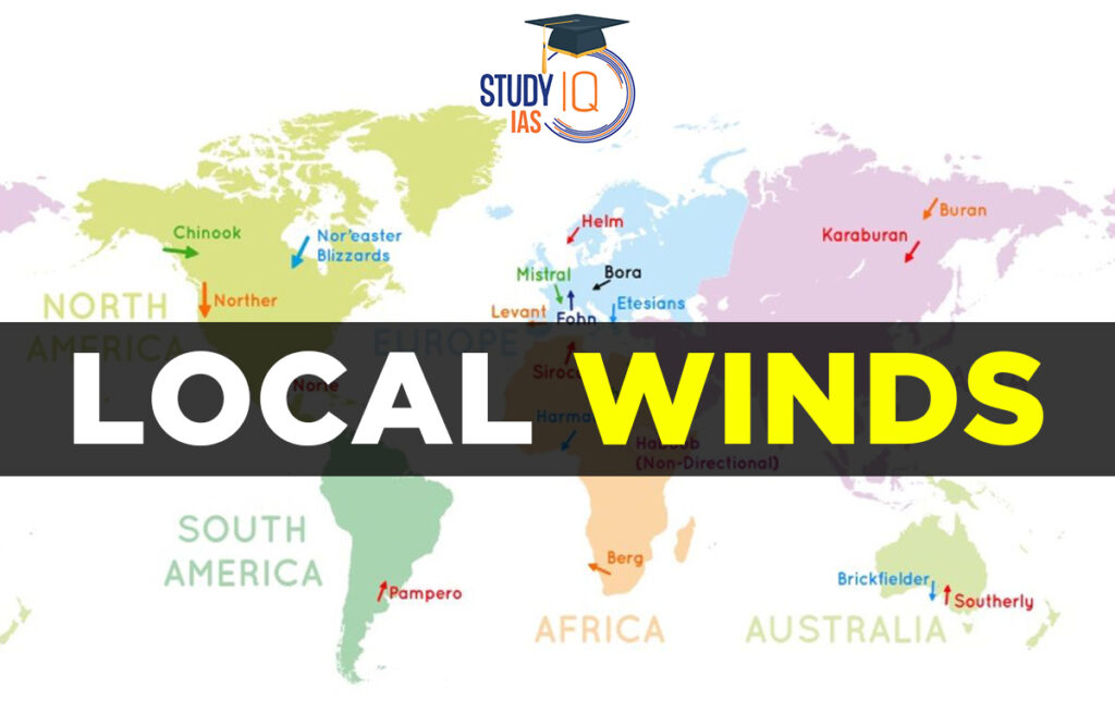Local Winds of the World, Types, Map, List of Major Local Winds