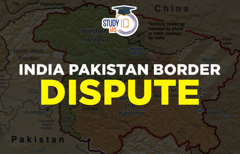 India-Pakistan Border Dispute, Major Disputed Regions, Map