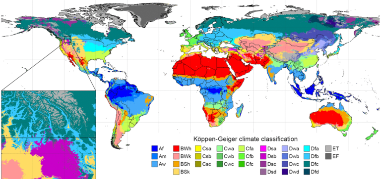 Koeppen's Climate Classification System, Map