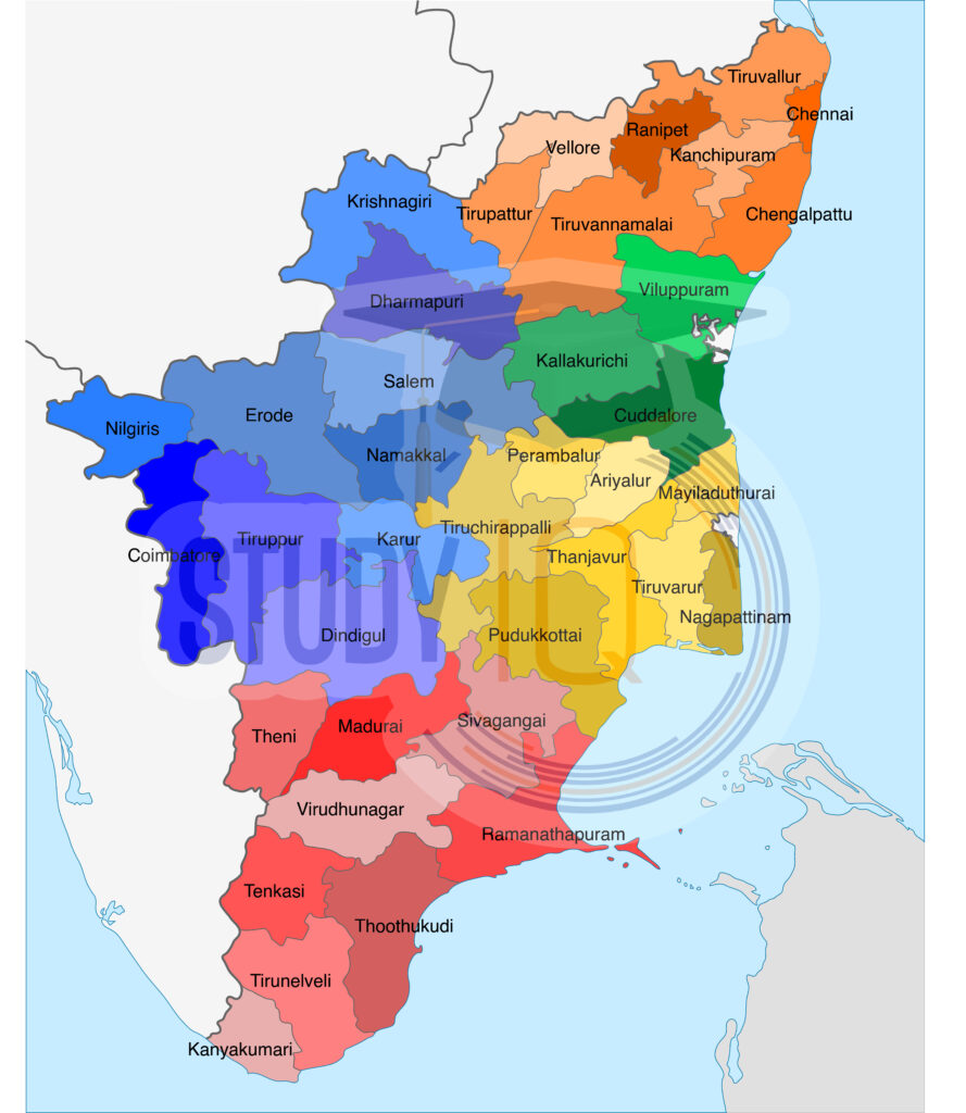 Districts of Tamil Nadu List, Map, Names, Total Area