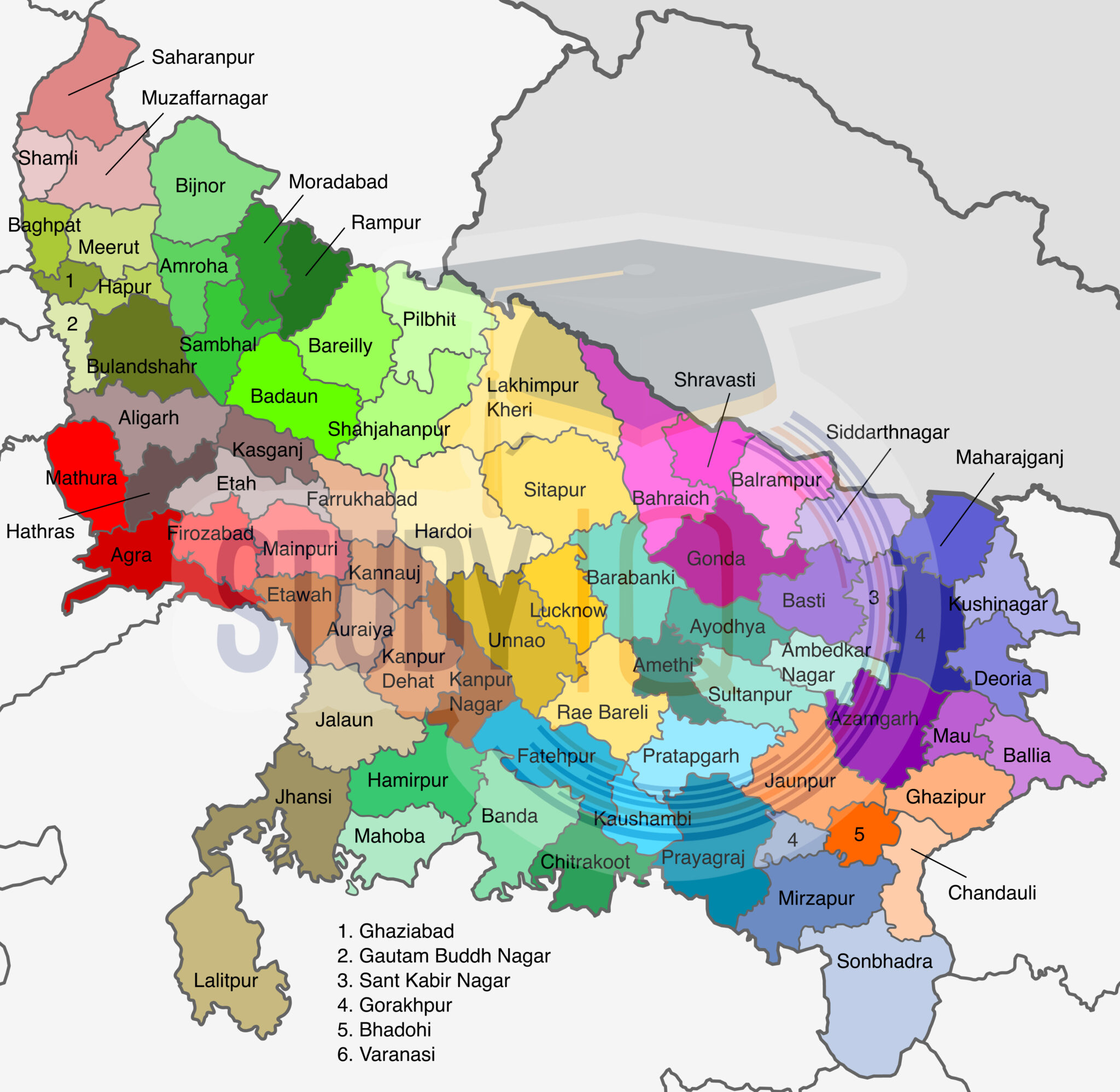 Districts of UP List, Map, Uttar Pradesh Total Area & Populations