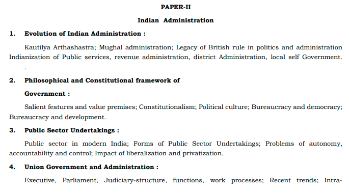 UPSC Public Administration Syllabus, Paper 1 & 2, Download PDF