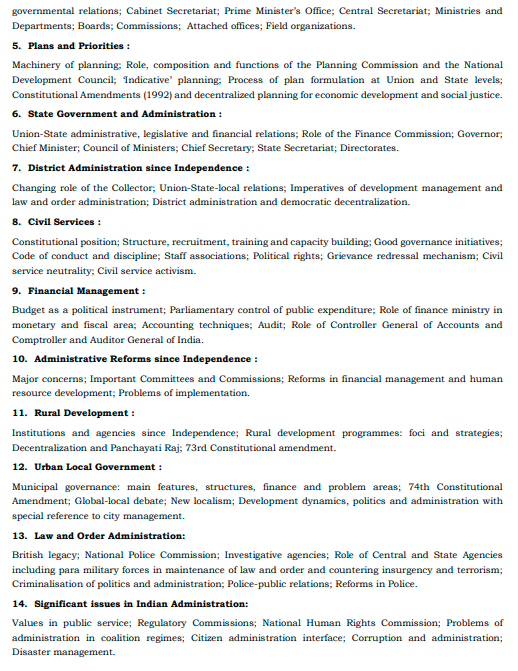 UPSC Public Administration Syllabus, Paper 1 & 2, Download PDF