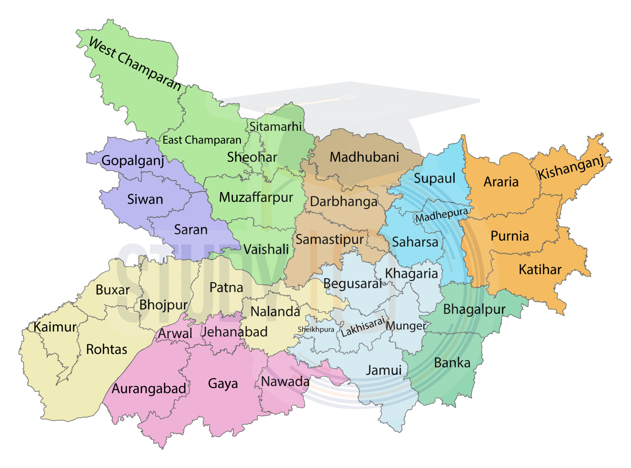 Districts of Bihar List & their Specialties, Map, Names, Area & Population