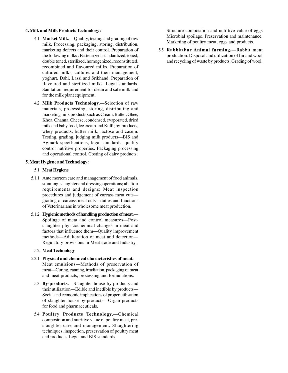 UPSC Animal Husbandry & Veterinary Sciences Syllabus for IAS Mains
