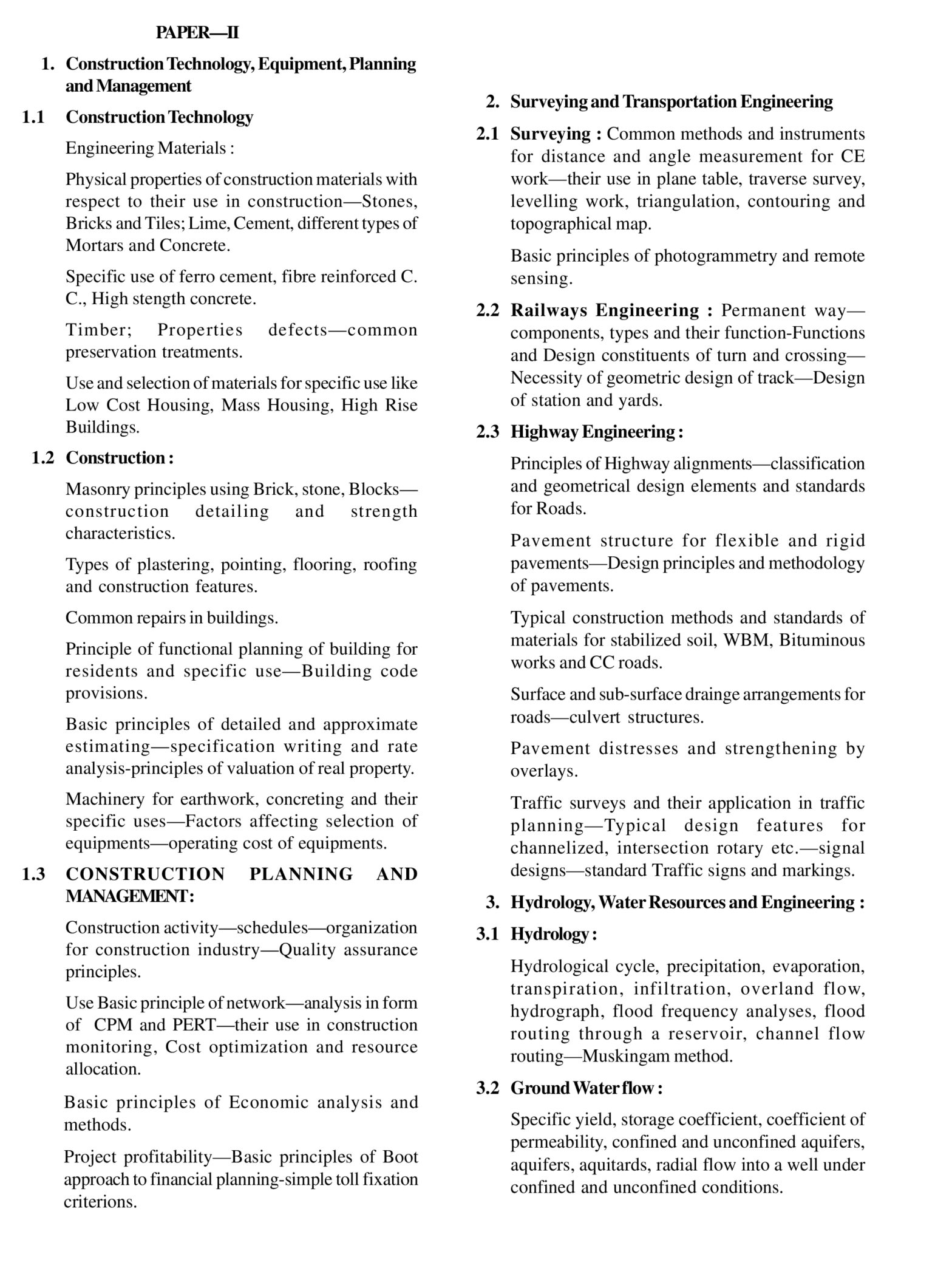 UPSC Civil Engineering Syllabus for IAS Mains 2023, Download PDF