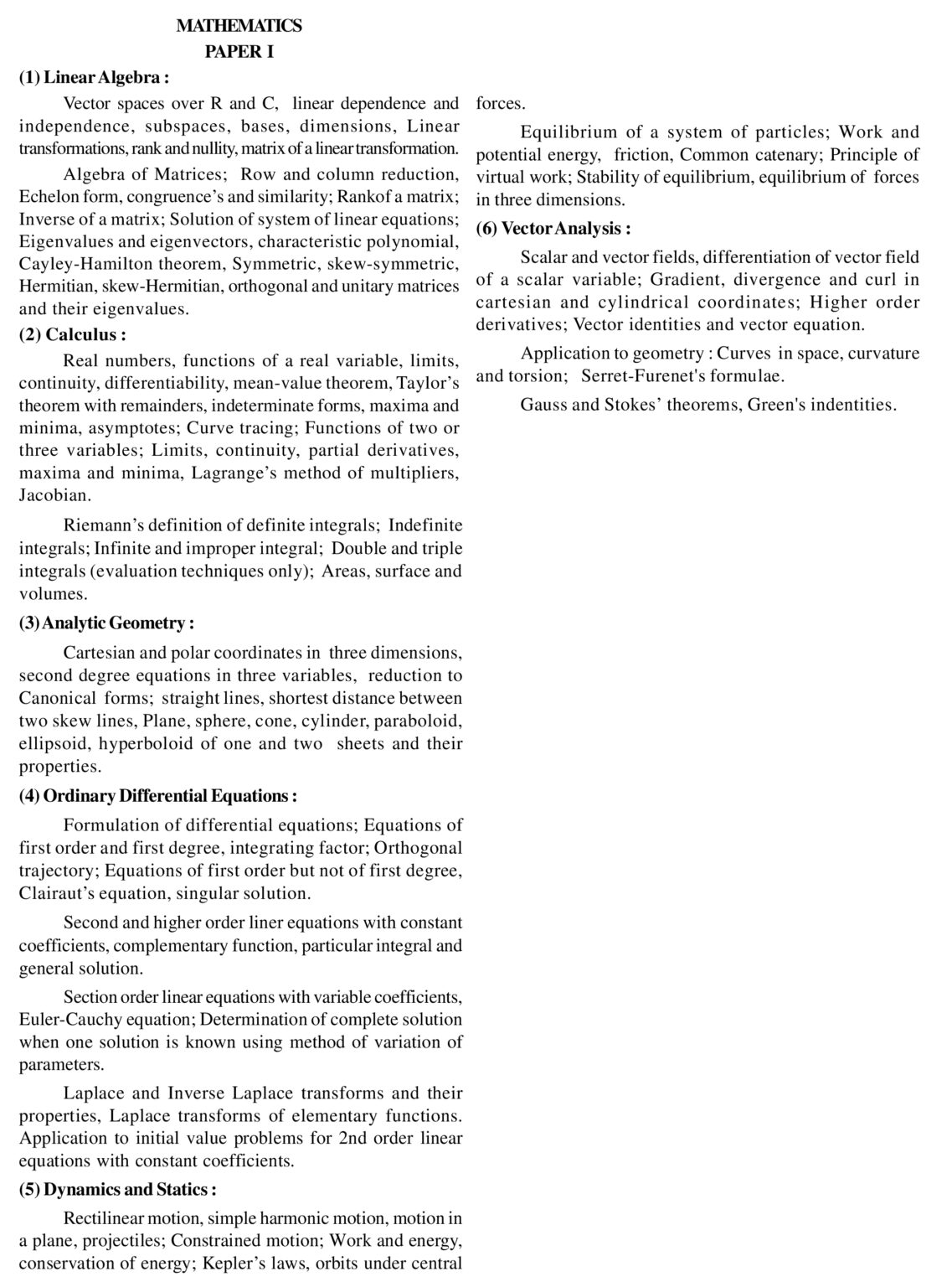 UPSC Mathematics Syllabus for IAS Mains 2023, Download PDF