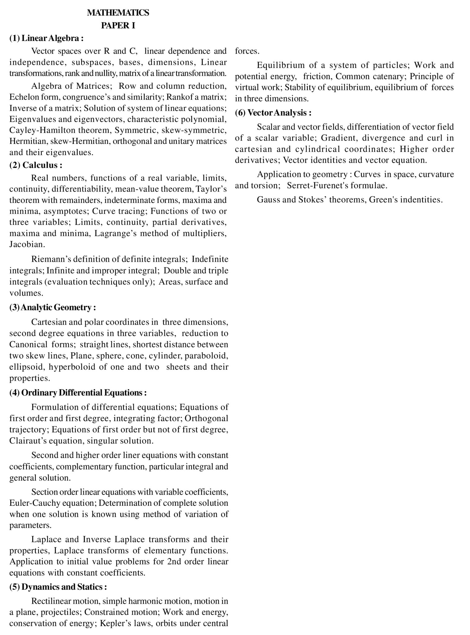 UPSC Mathematics Syllabus for IAS Mains 2023, Download PDF