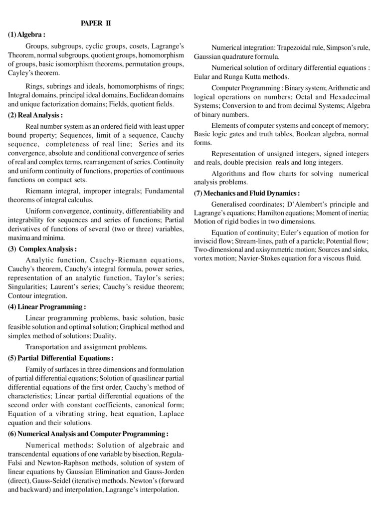 UPSC Mathematics Syllabus for IAS Mains 2023, Download PDF