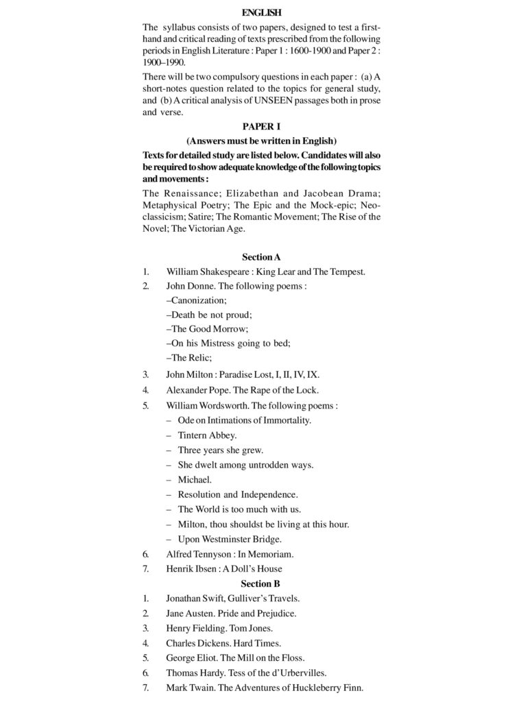 UPSC English Syllabus