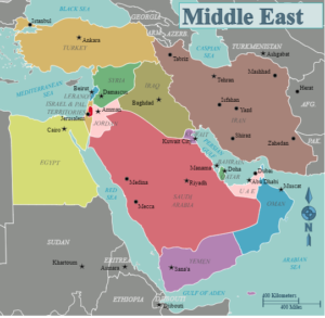 Middle East Countries, List of Middle East Countries, Map