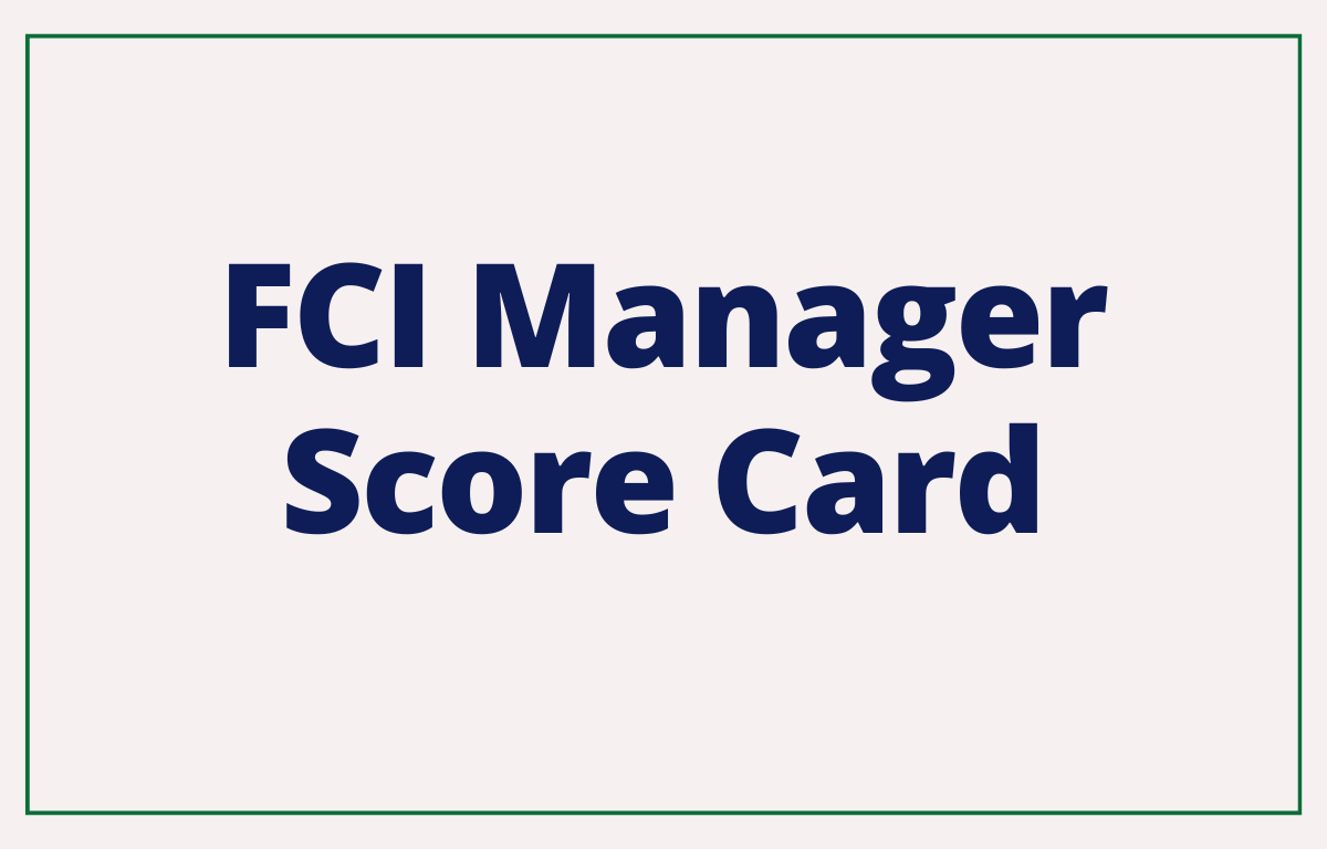 FCI Manager Score Card 2023, Phase 1 Marks & Score Card