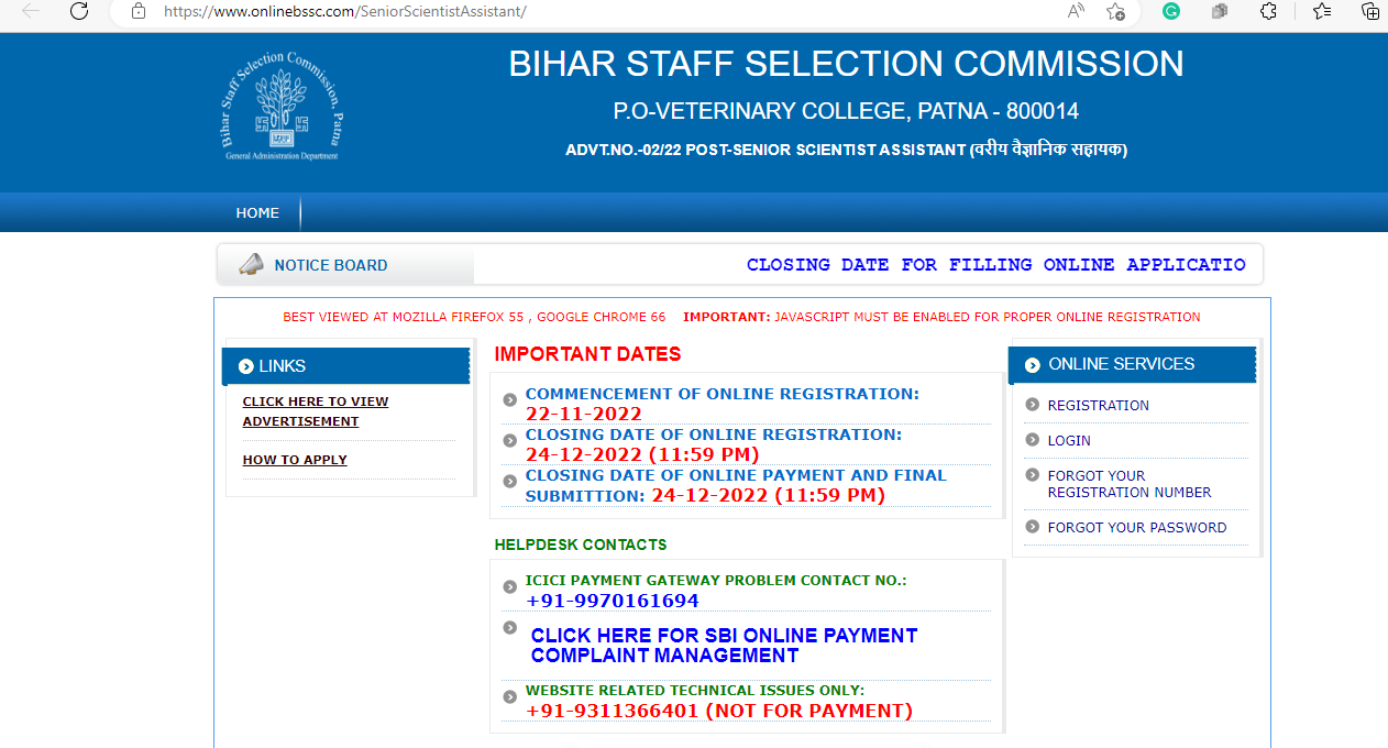 BSSC SSA Recruitment 2022, Last Date to Apply Online For 100 Senior ...