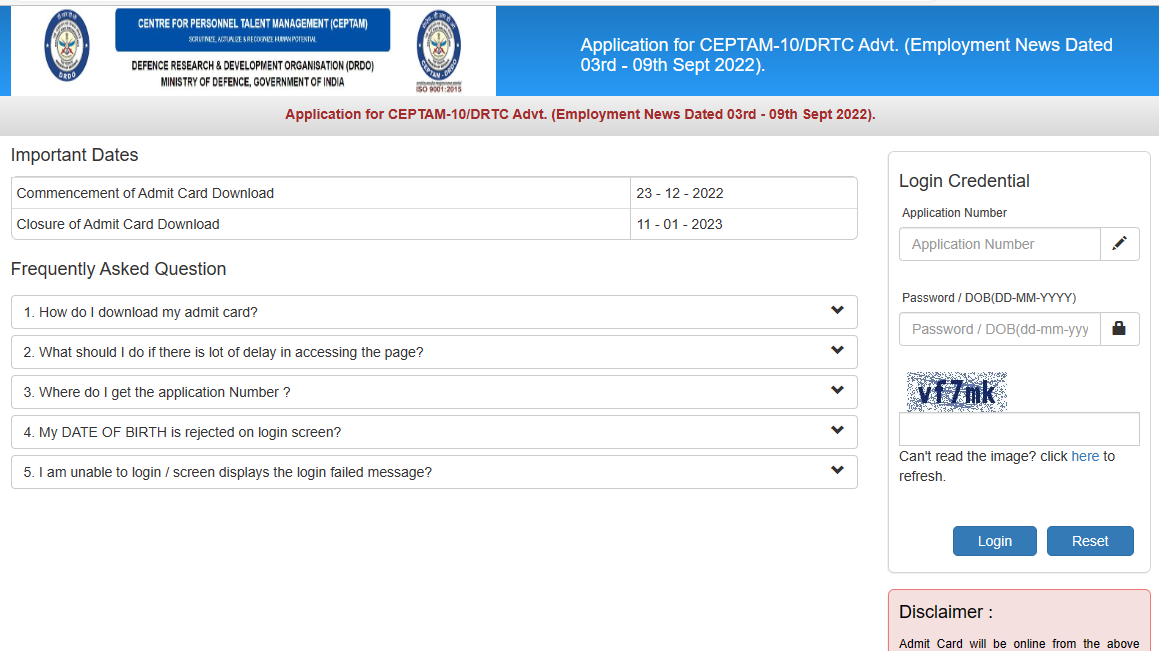DRDO CEPTAM 10 Tech A Admit Card 2022-23 Released For Tier II, Direct ...