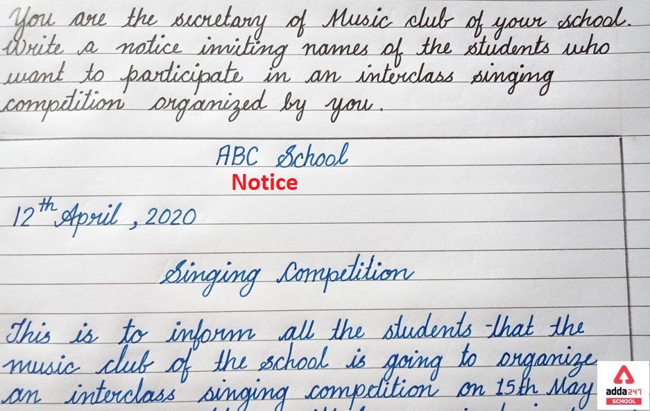 Notice Writing Class 12 10 Format Topics With Examples