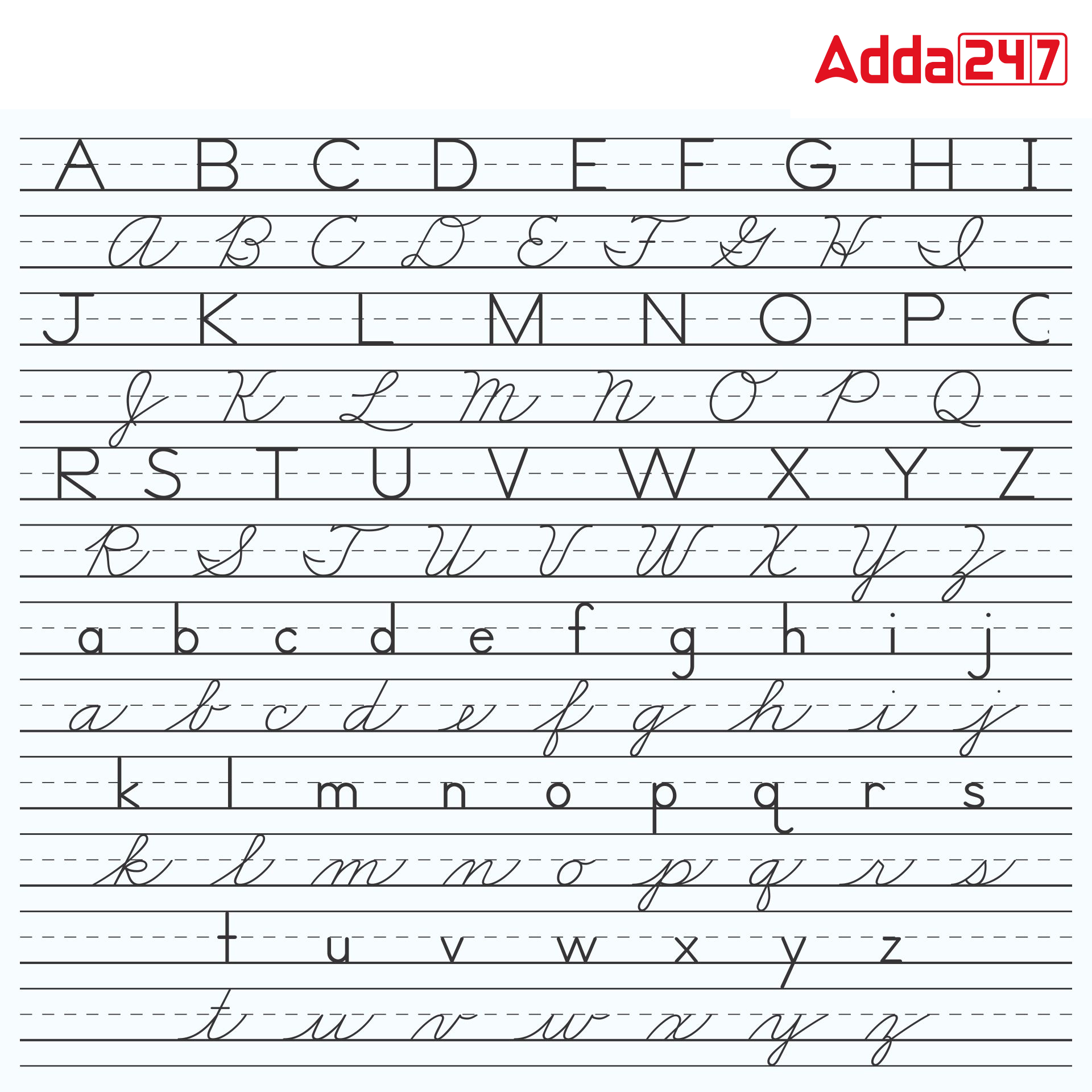 Cursive Writing A To Z Capital And Small Letters