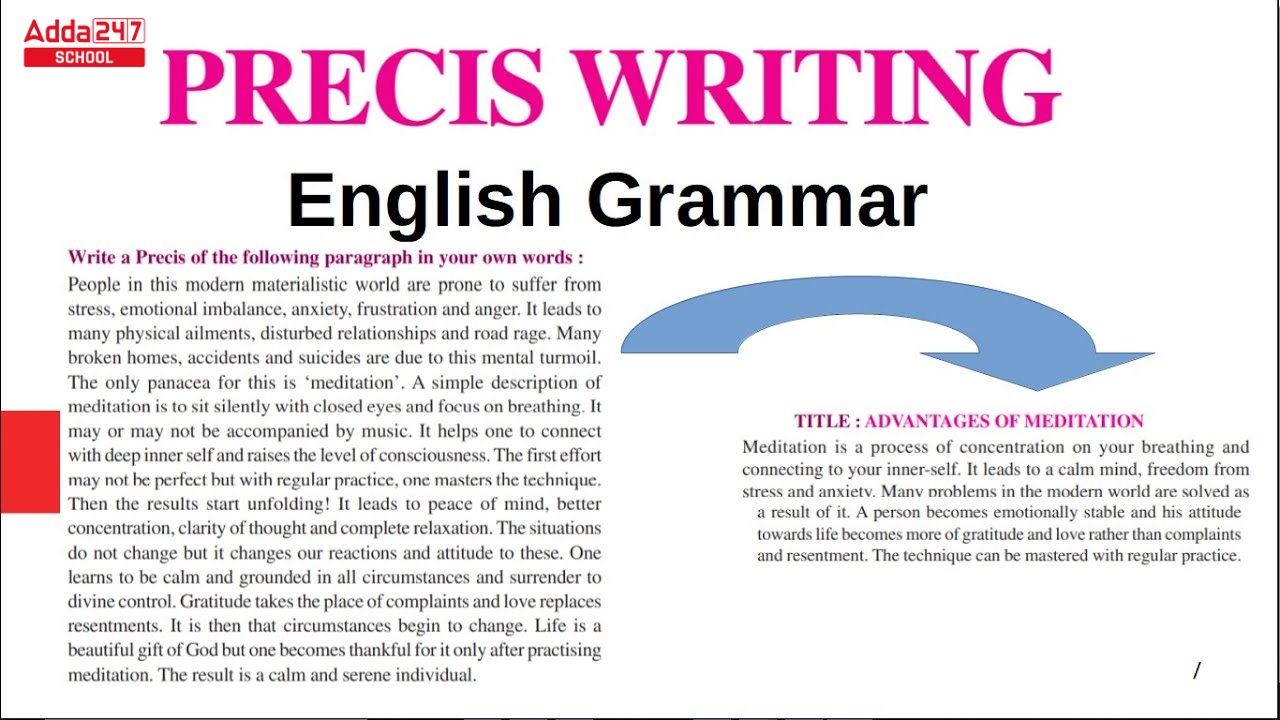 Precis Writing Format, Examples, Rules, Samples with Answers