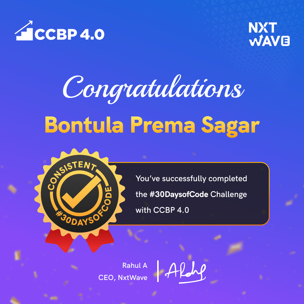 Prema Sagar Bontula - 🚀 Full-Stack Developer | Certified in MERN Stack | Data-Driven Problem ...