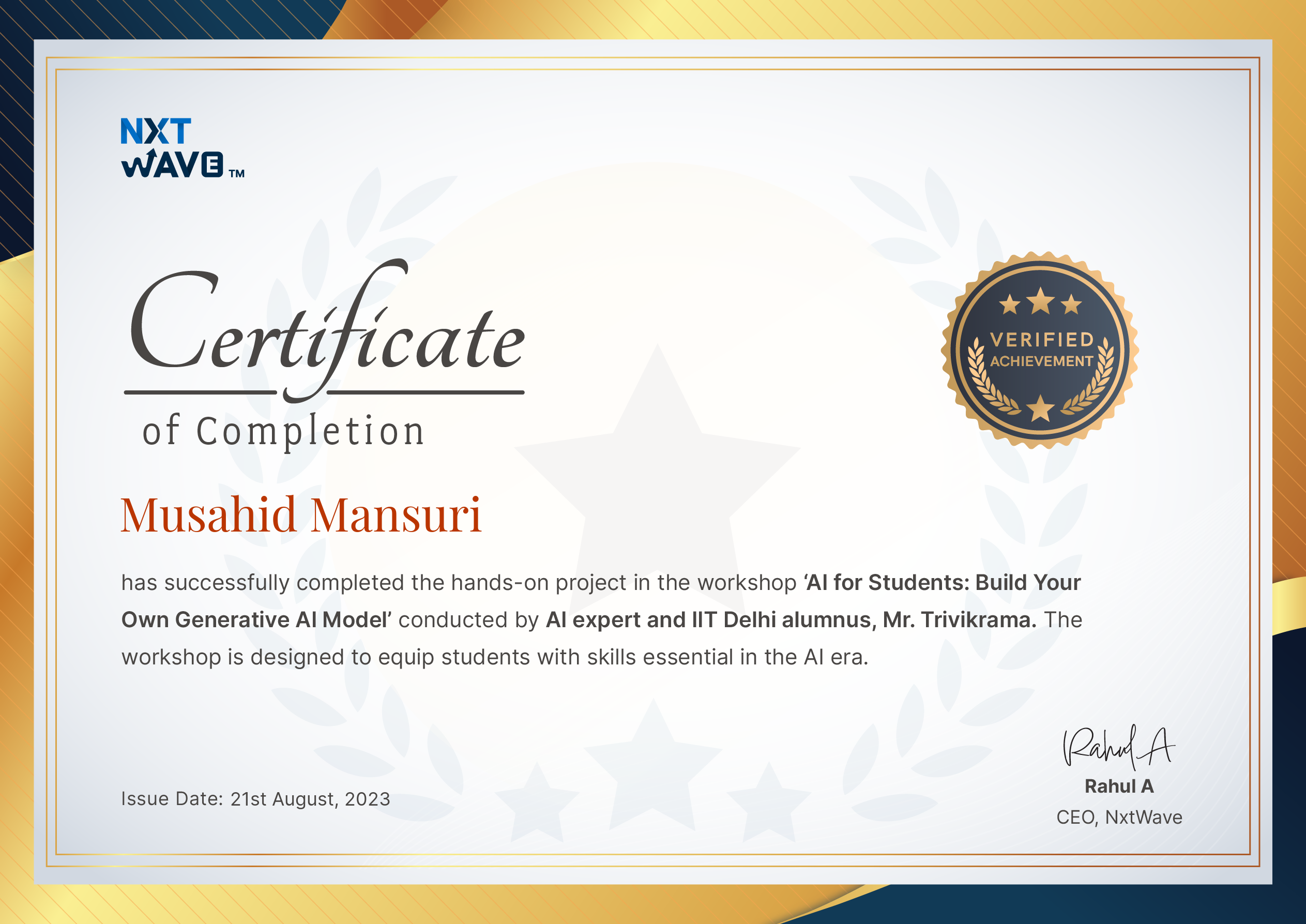 Musahid Mansuri - Core Java Developer | B.Tech CSE (AI/ML) | Skilled in C, HTML, CSS, JavaScript ...