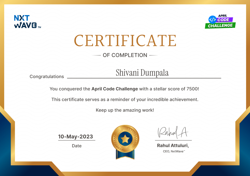 Shivani Reddy - Fellow at NxtWave CCBP 4.0 Academy | LinkedIn