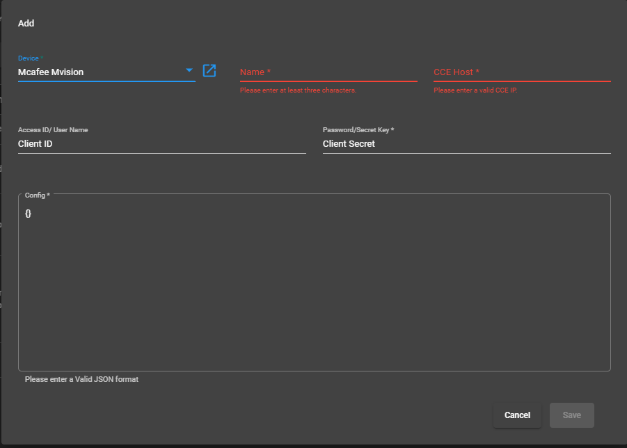 Device Configuration: Mcafee Mvision : Support Services