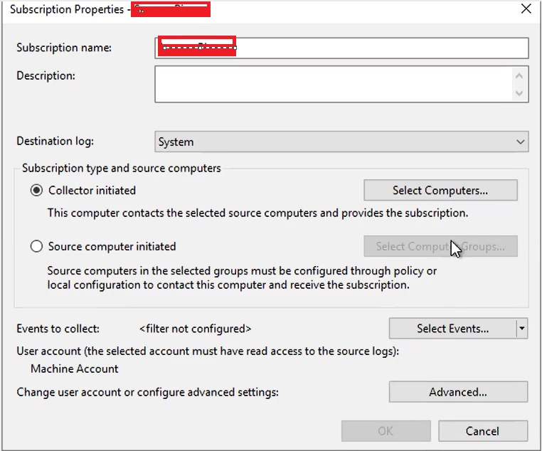 Event Collection at Windows Collector Server : Support Services
