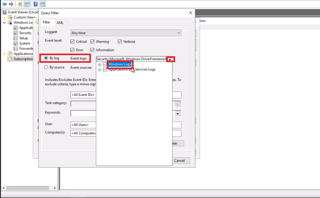 Event Collection at Windows Collector Server : Support Services