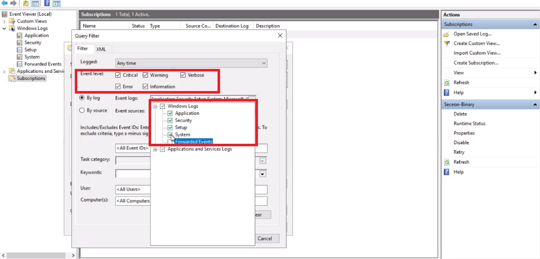 Event Collection at Windows Collector Server : Support Services