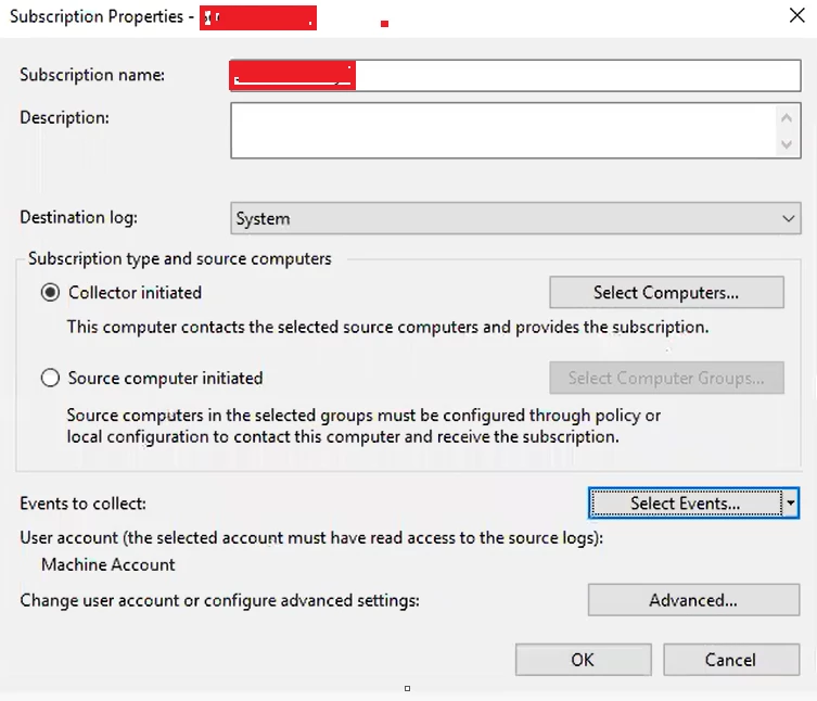 Event Collection at Windows Collector Server : Support Services