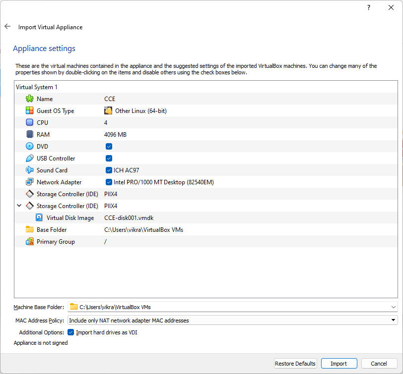 Oracle Virtual Box VM - OVA Deployment : Support Services
