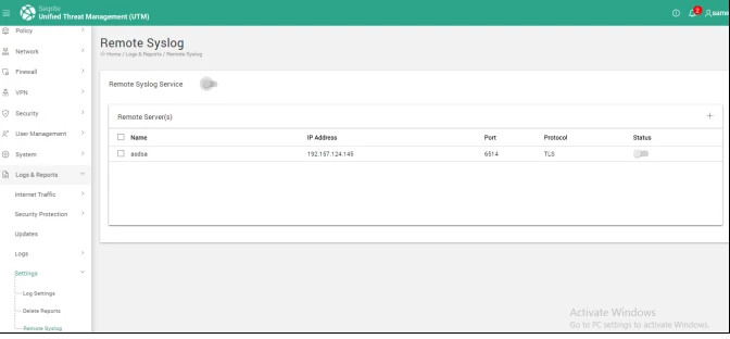 Seqrite Firewall Remote Syslog Configuration : Support Services