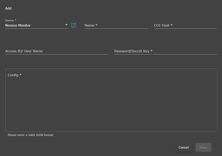 Device Configuration: Nessus Monitor : Support Services