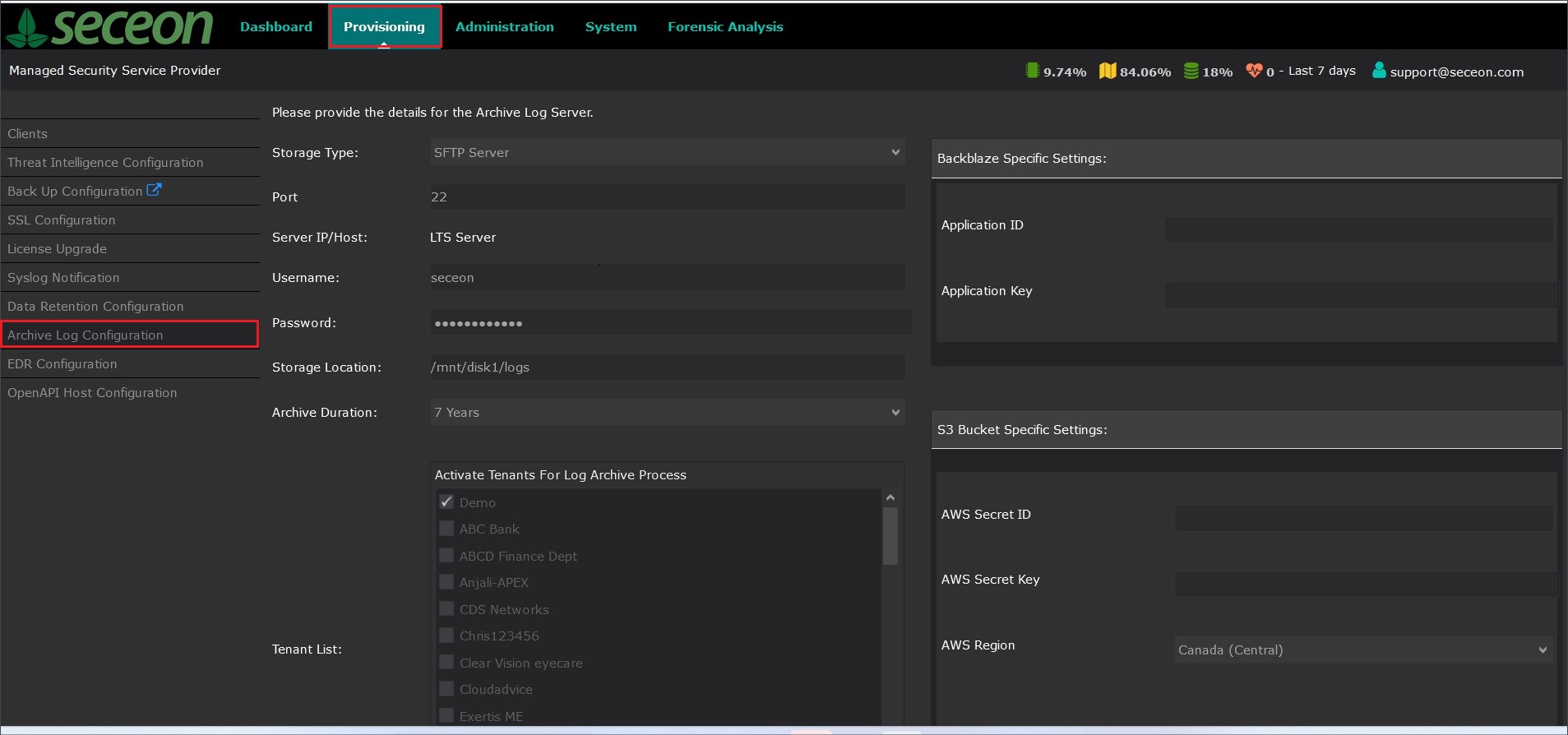 Installation of LTS : Support Services