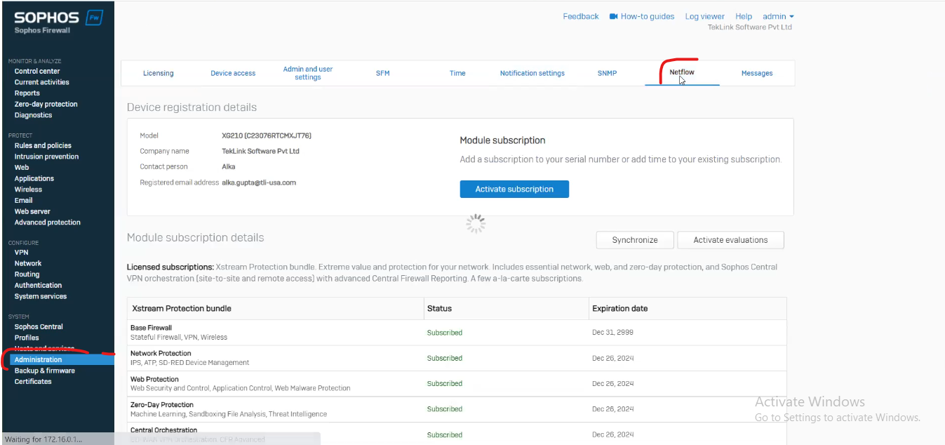 Configure Syslogs and Netflow from the Sophos firewall : Support Services
