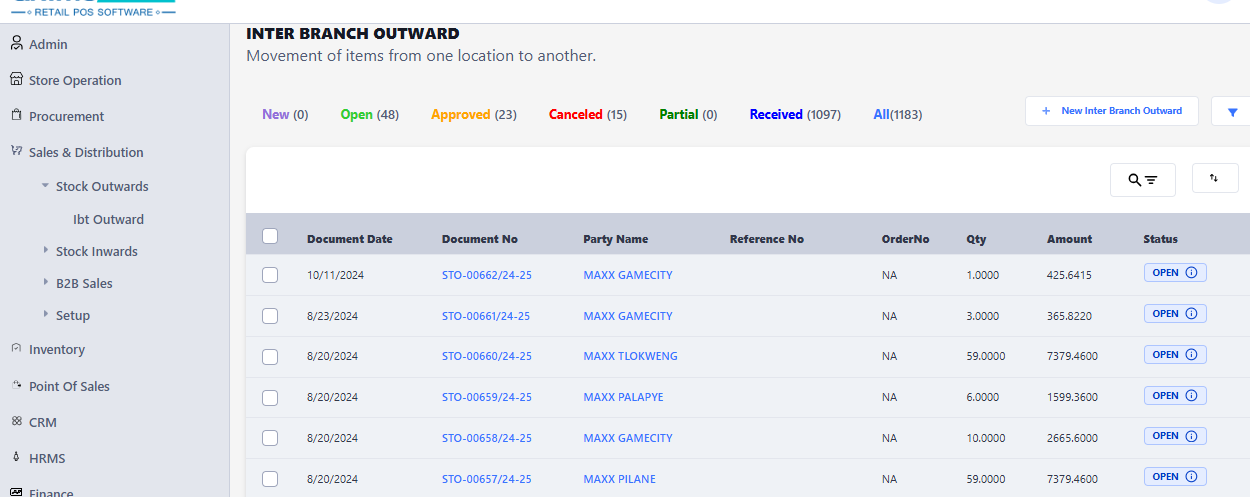 How to make Inter Branch Transfer Outward – Animo RETAIL Knowledge Base