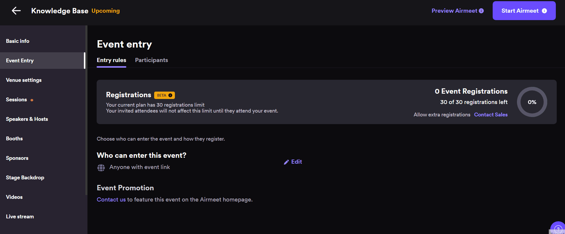 How to set up event entry rules for attendees? : Airmeet