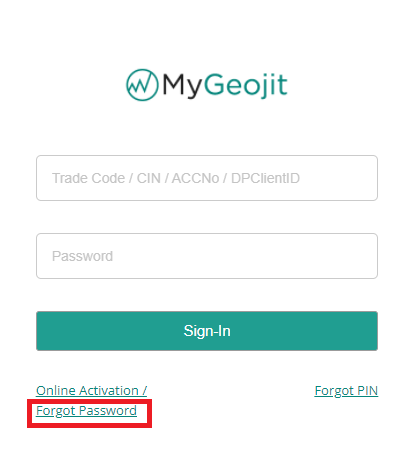 GEOJIT - How can I reset my password on MyGeojit?