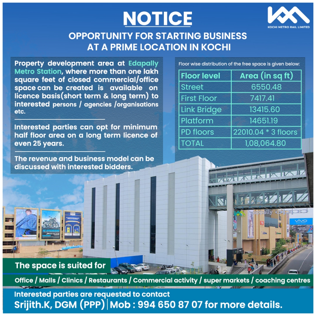 Edappally notice - Kochi Metro Rail Ltd.