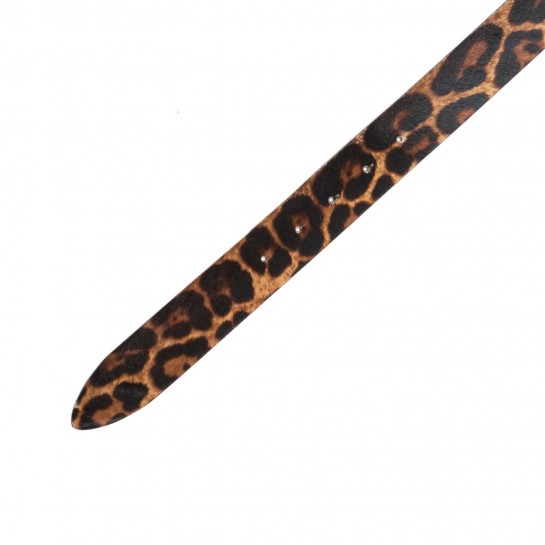 Dolce & Gabbana Leopard Pony Hair Logo Belt - LabelCentric