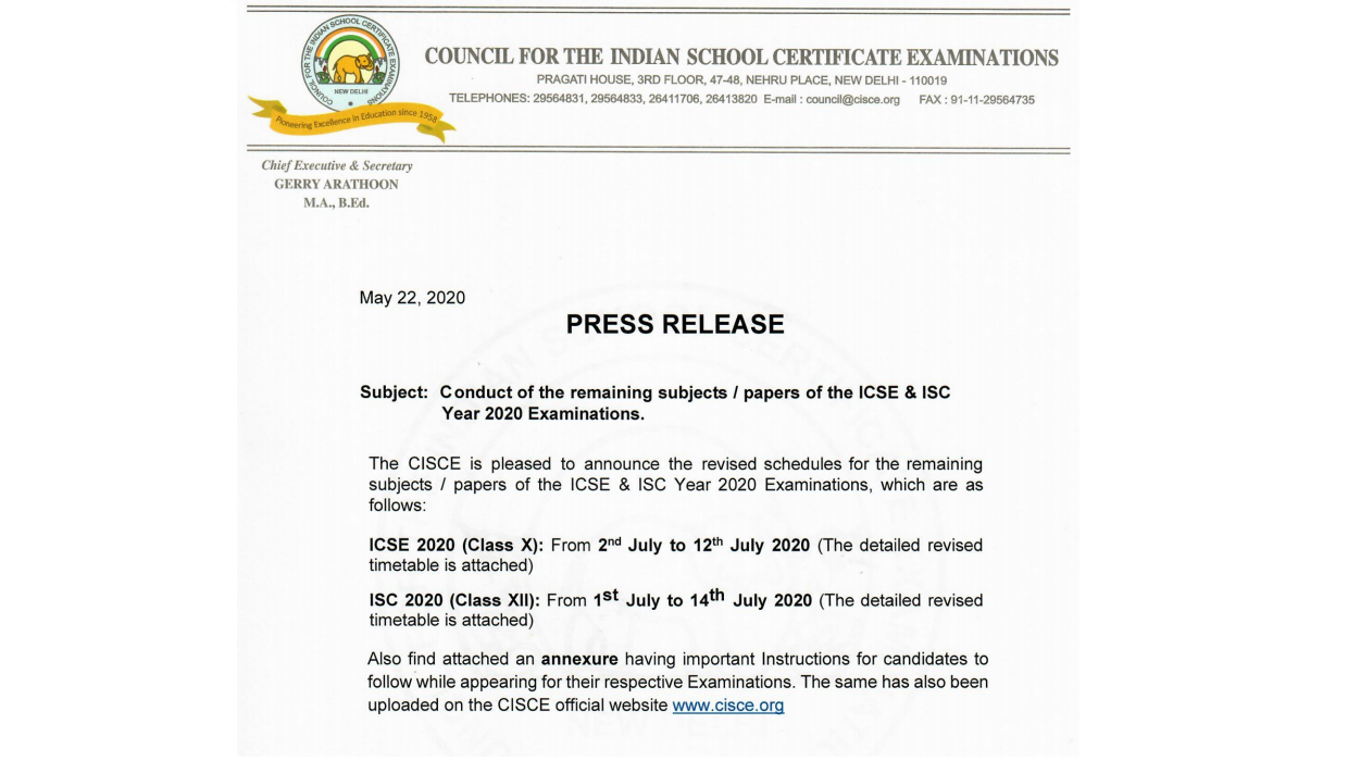 ICSE Class 10 ISC Class 12 Exam Date Sheet Released Read Here For