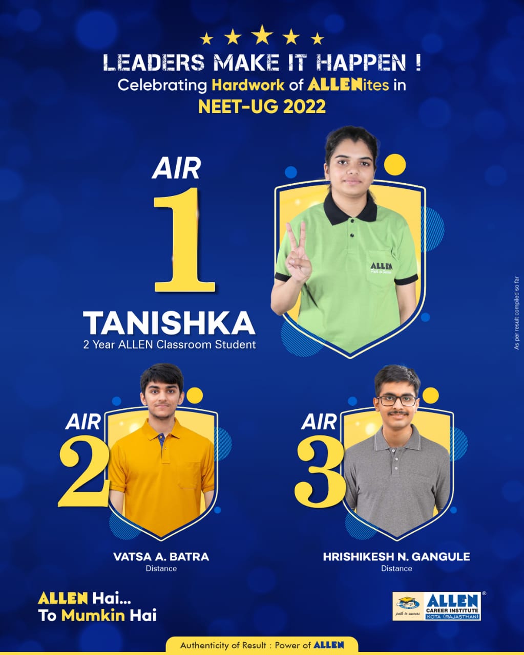 Allen s Tanishka Achieved AIR 1 In NEET UG 2022 My Exam EduBlog Of Allen s Tanishka Achieved AIR 1 In NEET UG 2022 My Exam EduBlog Of
