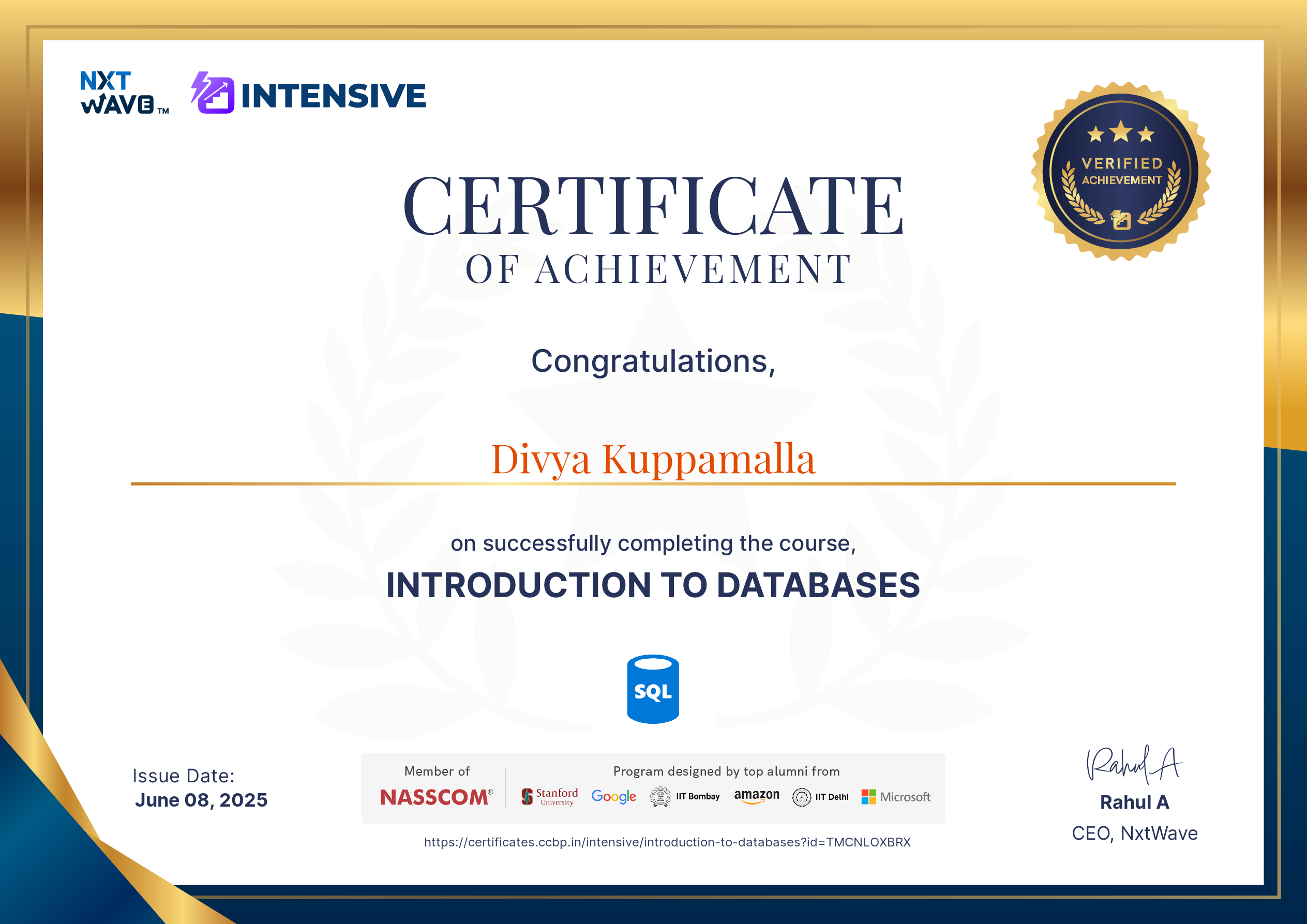 Divya Kuppamalla - Fellow at Nxtwave's ccbp Intensive 3.0 || Frontend Developer || Knows Html ...