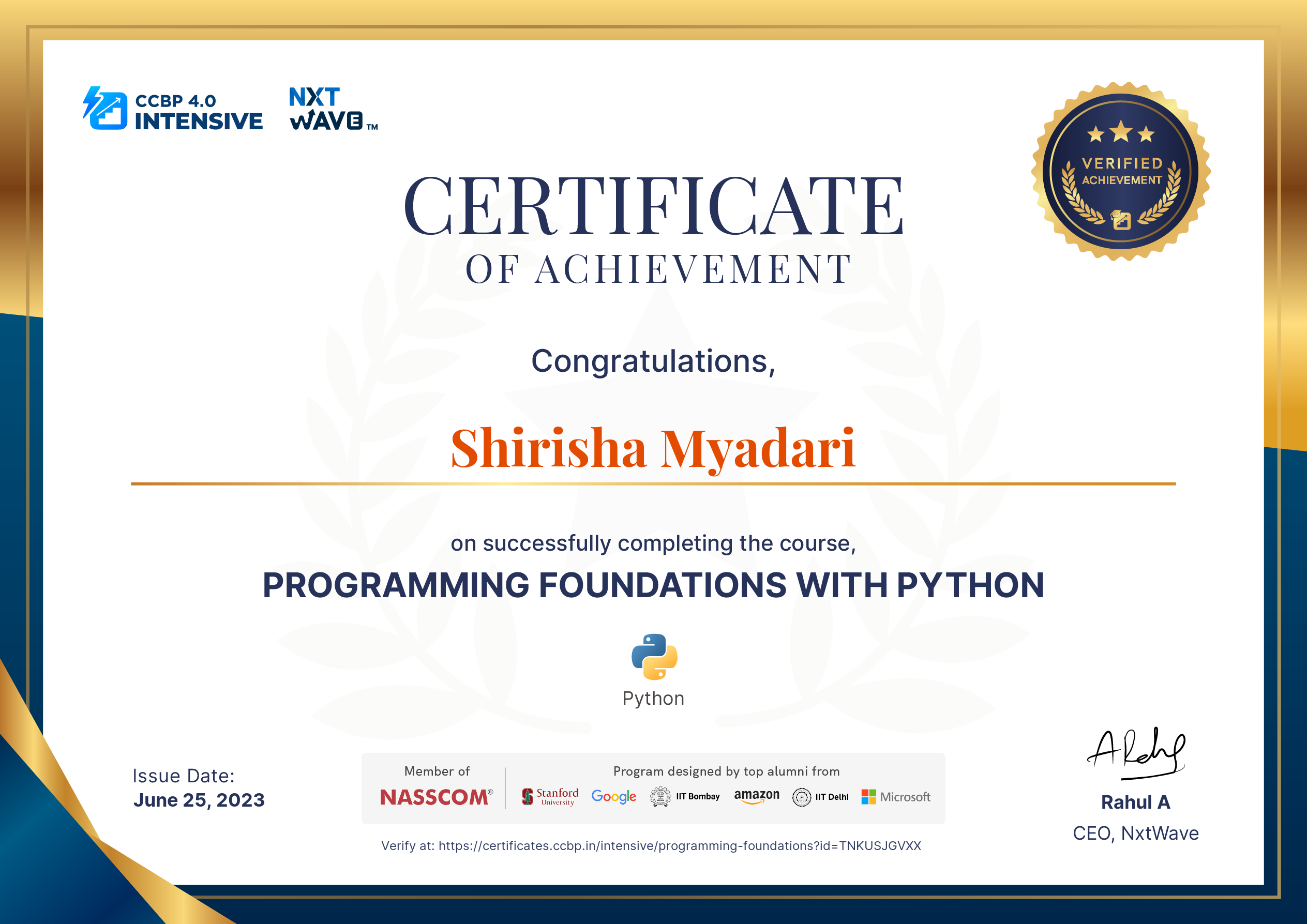 Shireesha Myadari - Aspiring MERN stack developer | CCBPian at NxtWave | Python, SQL, React JS ...